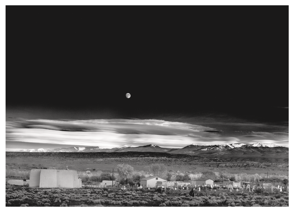 MOONRISE, HERNANDEZ - ANSEL ADAMS LARGE MATTED REPRODUCTION